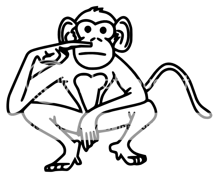 Monkey Smelling Stinky Fingers Sketch Coloring Page
